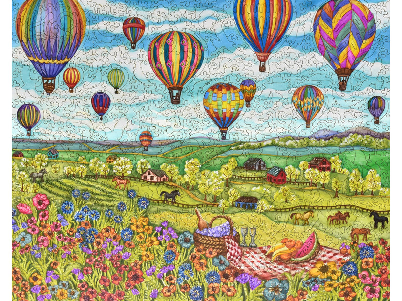 Balloons Over Farmland Wooden Jigsaw Puzzle | Liberty Puzzles