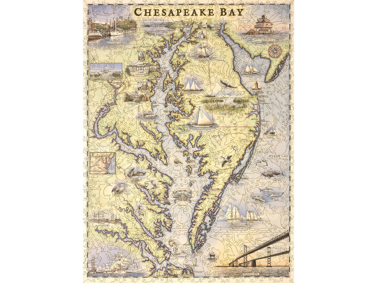 Chesapeake Bay Map Wooden Jigsaw Puzzle | Liberty Puzzles