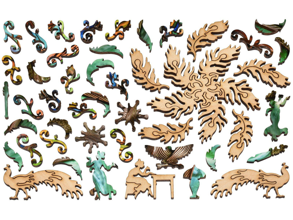 Peacock Library Lamp Wooden Jigsaw Puzzle | Liberty Puzzles