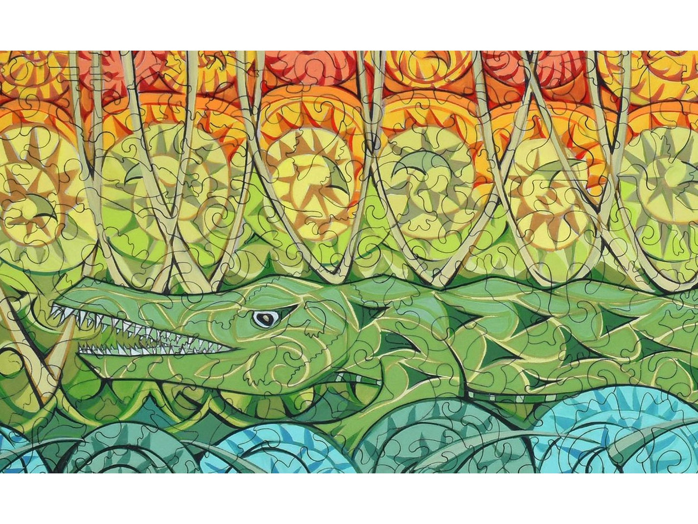 The Pinwheel Gator Wooden Jigsaw Puzzle | Liberty Puzzles