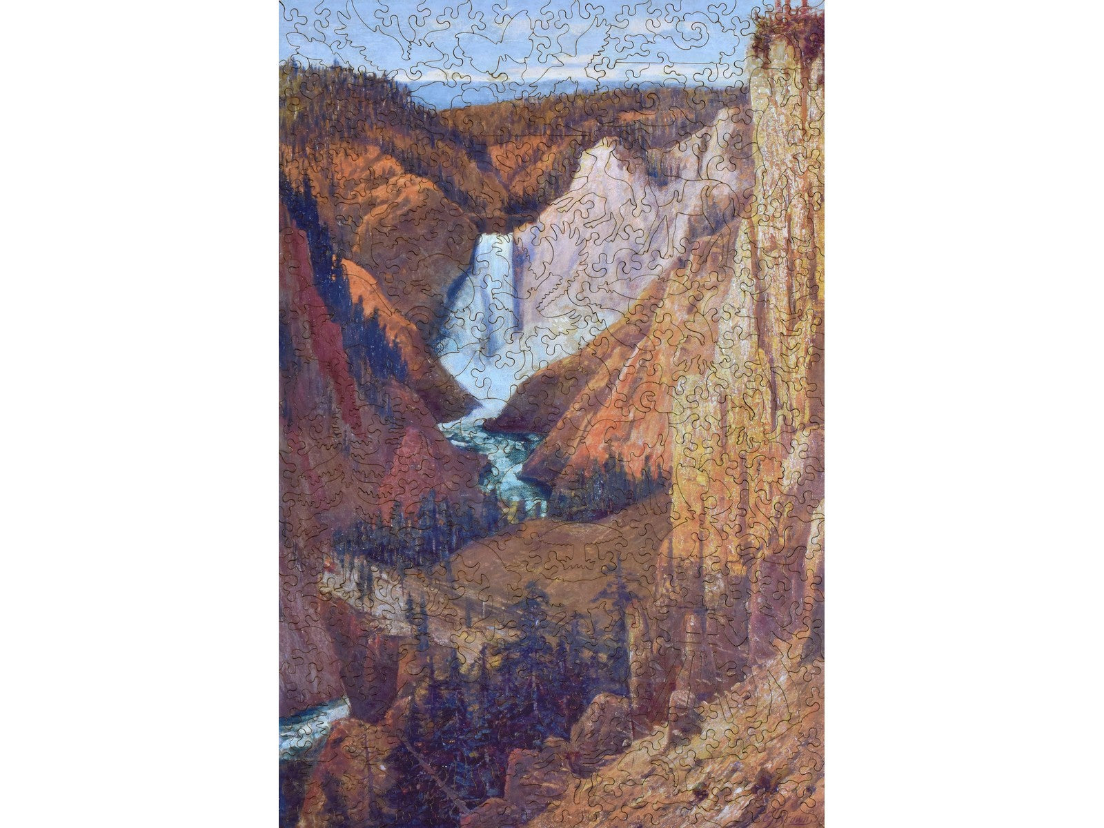 View of the Lower Falls, Grand Canyon of the Yellowstone Wooden Jigsaw ...