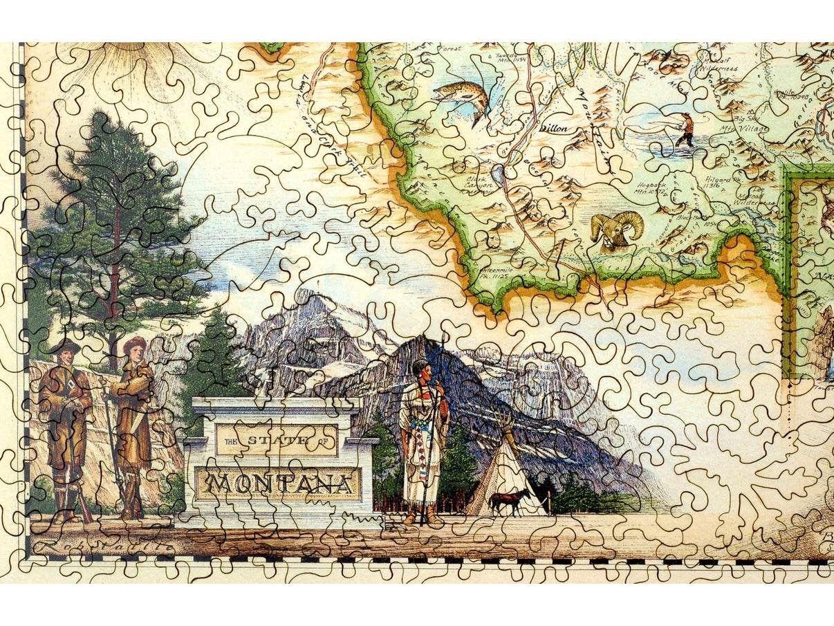 Montana Map Wooden Jigsaw Puzzle | Liberty Puzzles